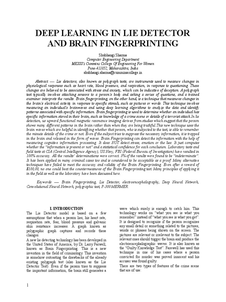 Deep Learning in Lie Detection | PDF | Event Related Potential | Polygraph