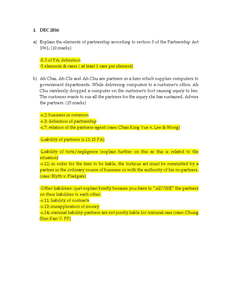 Tutorial & Answer Scheme-Partnership | PDF | Partnership | Legal Liability