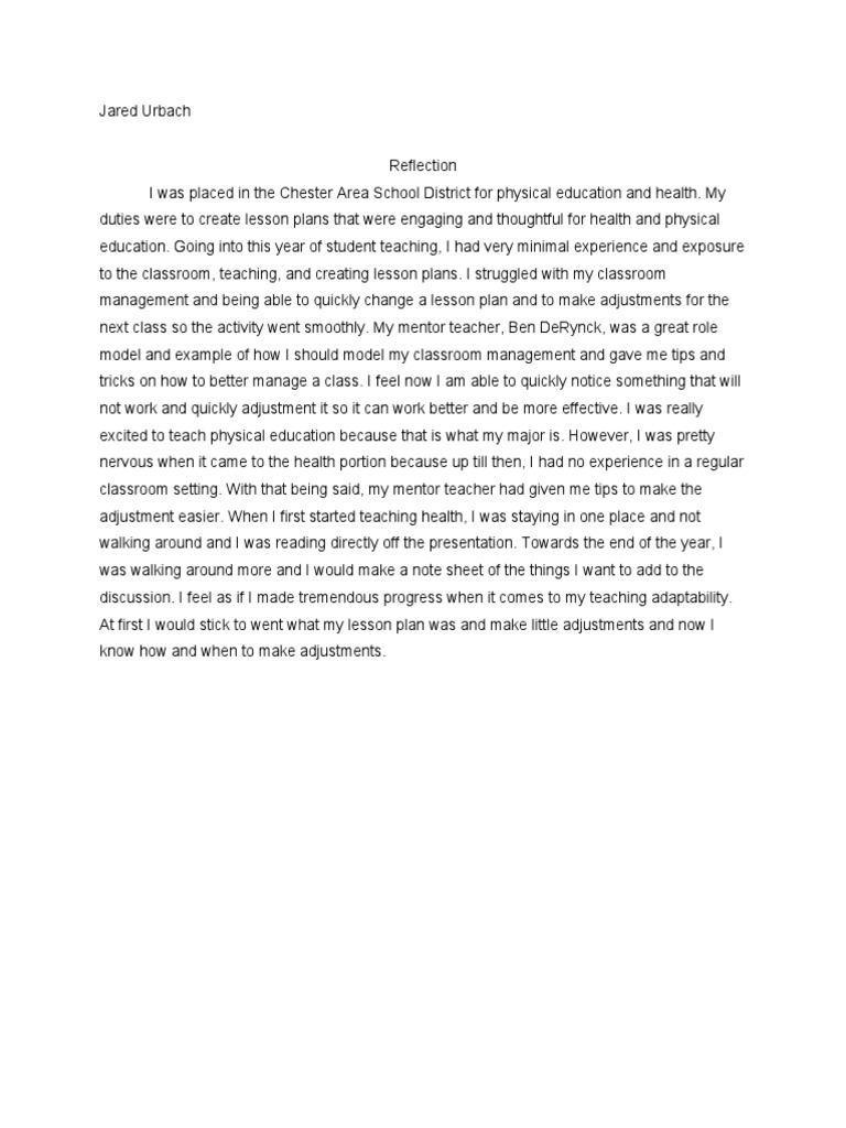 Student Teaching Reflection | PDF