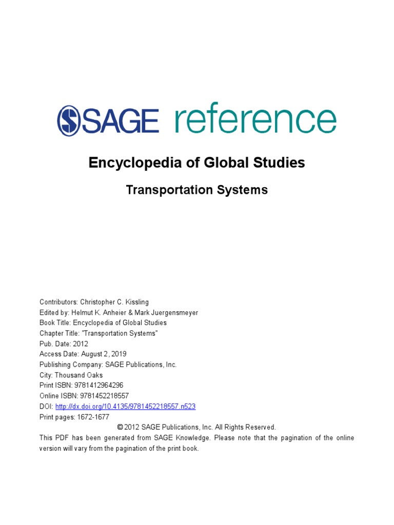 Reading 1.3 - Kissling 2012 Transportation Systems | Download Free PDF | Transport | Rail Transport