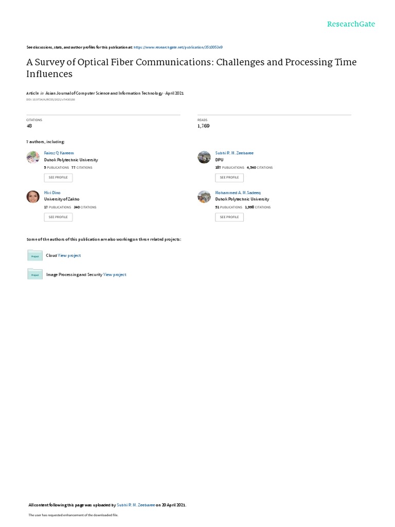 ASurveyof Optical Fiber Communications | PDF | Optical Fiber | Computer Network