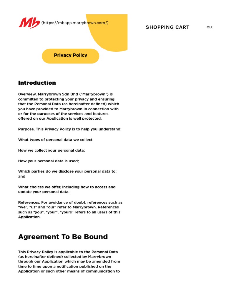 MB App Privacy Policy - Marrybrown App | PDF | Privacy | Consent