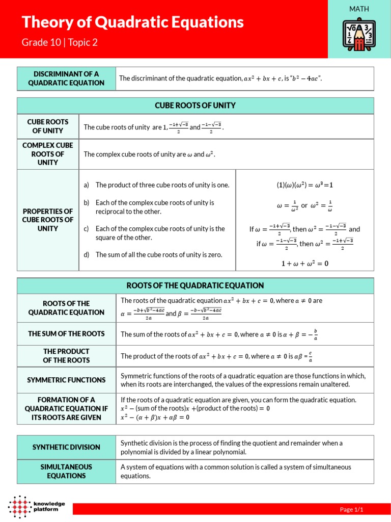 Cheat Sheet g10mt02 Final | PDF | Zero Of A Function | Quadratic Equation