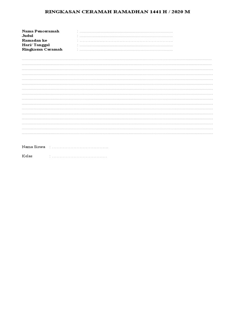 Contoh Format Ringkasan Ceramah | PDF