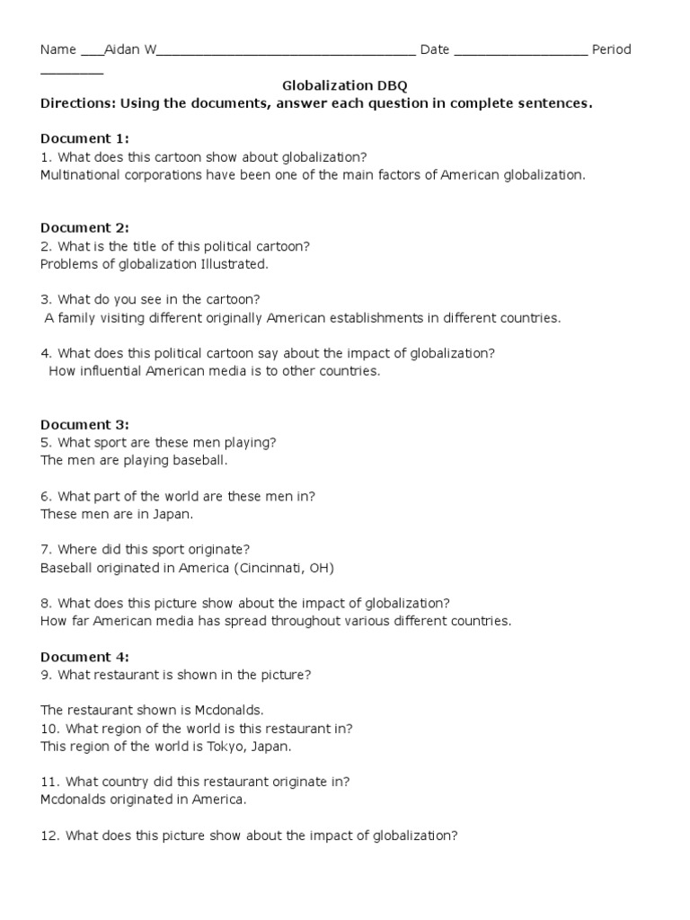 Globalization DBQ Questions | PDF