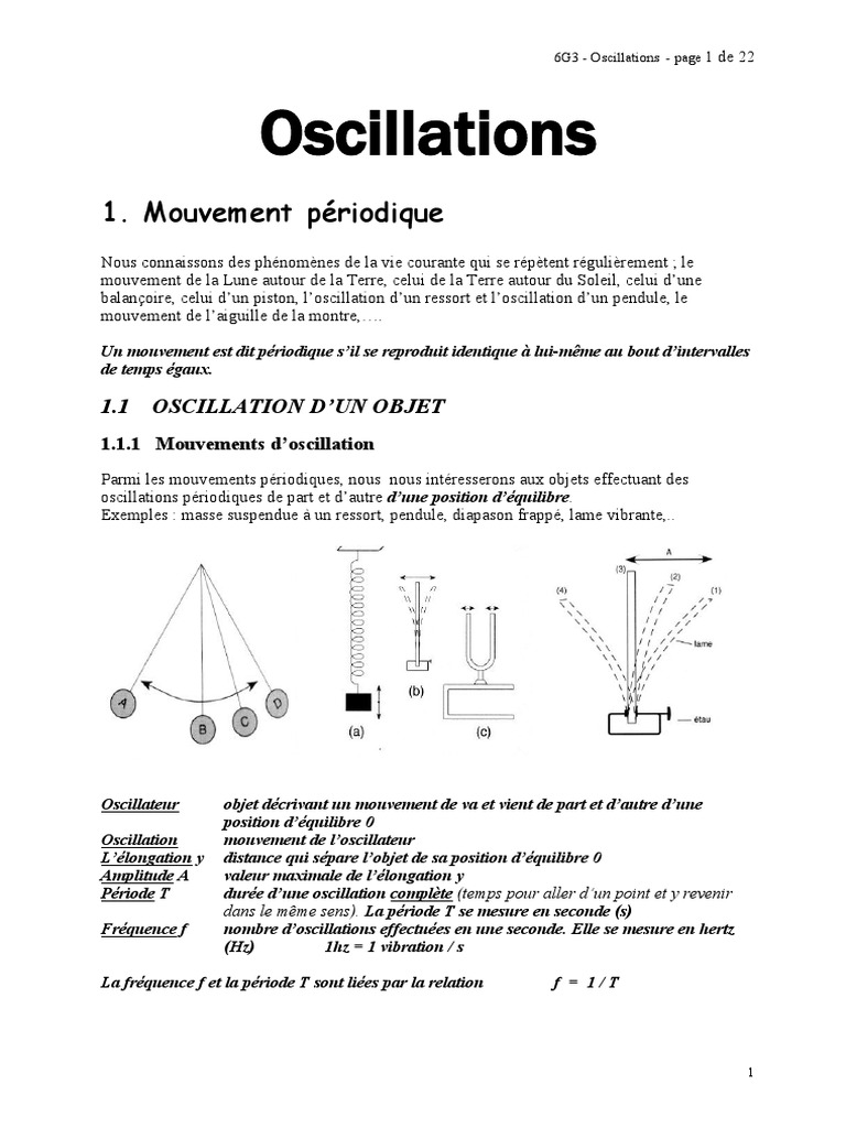 Comprendre les oscillations et MVS | PDF | Résonance | Pendule (physique)