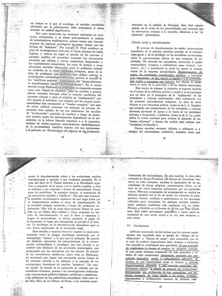 Balandier. Ciencia Social y Descolonización | PDF