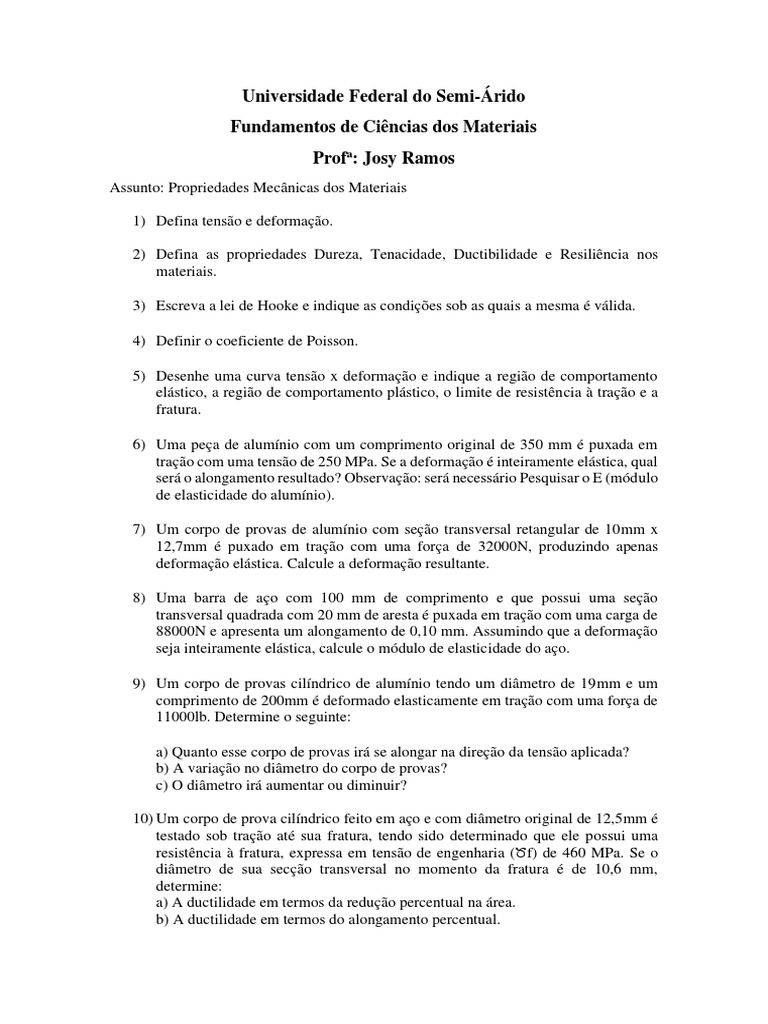 Lista 03 Unidade I FCM | PDF