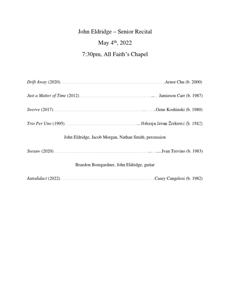 Senior Recital Program | PDF