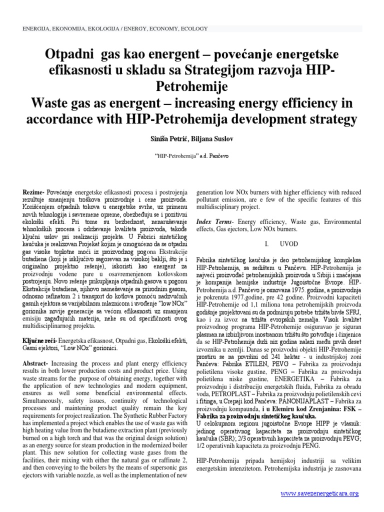 033 148 - Sinisa Petric - Biljana Suslov - OTPADNI GAS KAO ENERGENT - POVECANJE ENERGETSKE ...