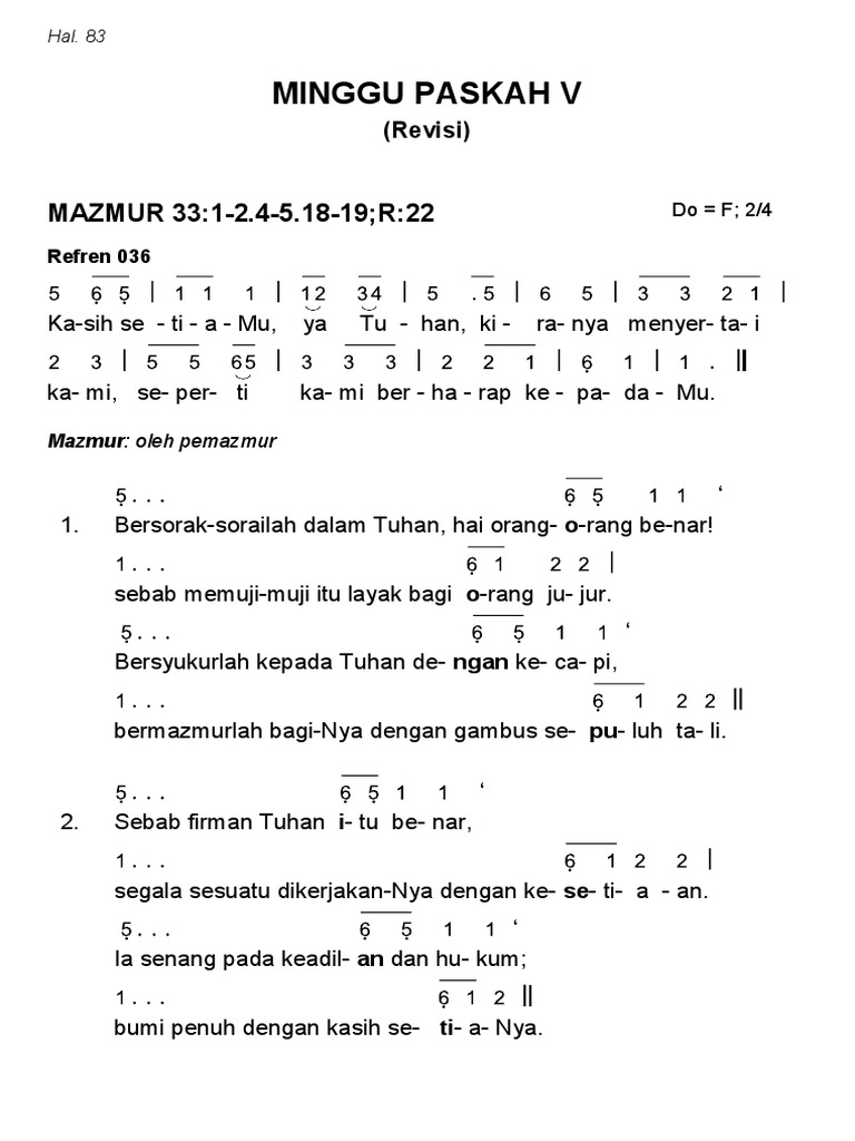MT BPI - Minggu Paskah V - TH A (Hal 83-84) DGN Revisi Refren MT | PDF