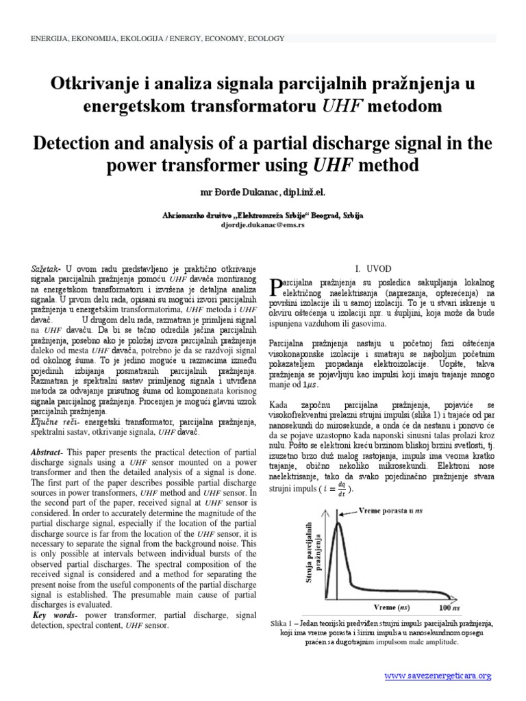 040 118 - DJordje Dukanac - Otkrivanje I Analiza Signala Parcijalnih Praznjenja U Energetskom ...