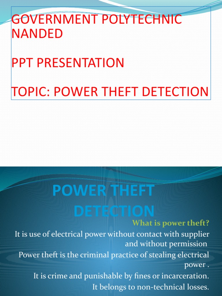 Government Polytechnic Nanded PPT Presentation Topic: Power Theft ...