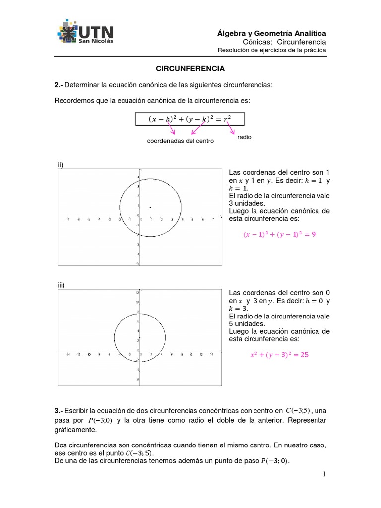 Circunferencia - Ejercicios Resueltos | PDF | Ecuaciones | Geometría analítica
