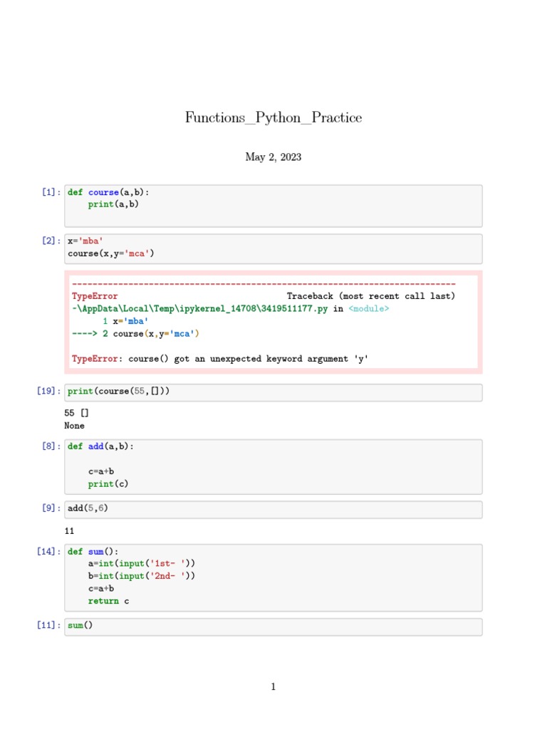 Functions Python Practice | PDF | Information Technology Management | Programming Paradigms