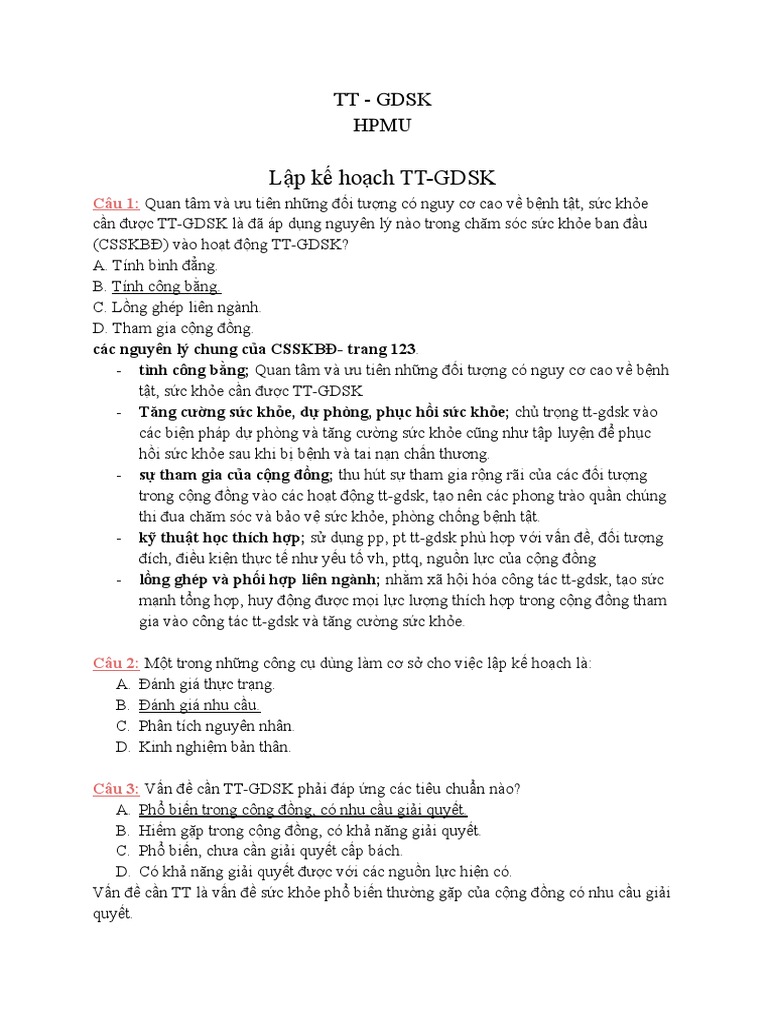 Lập kế hoạch TT-GDSK | PDF