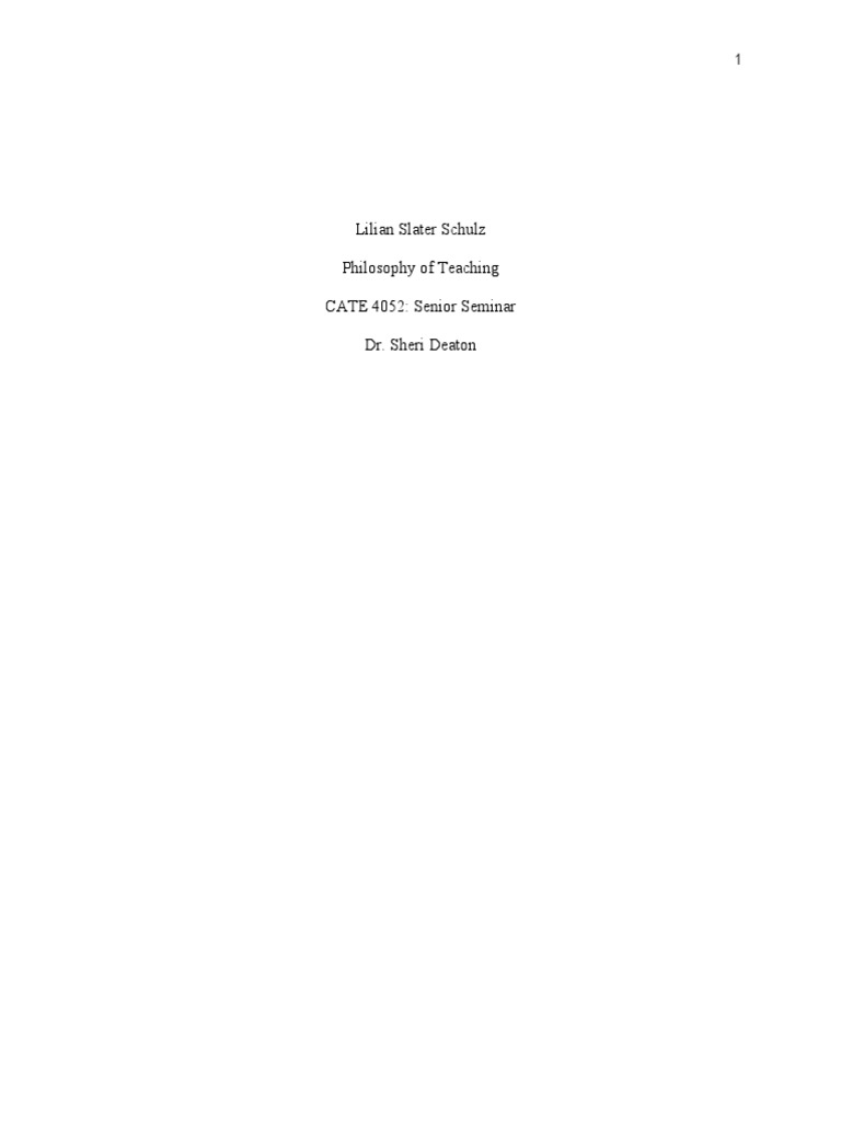 Philosophy of Teaching - Portfolio | PDF | John Dewey | Teachers