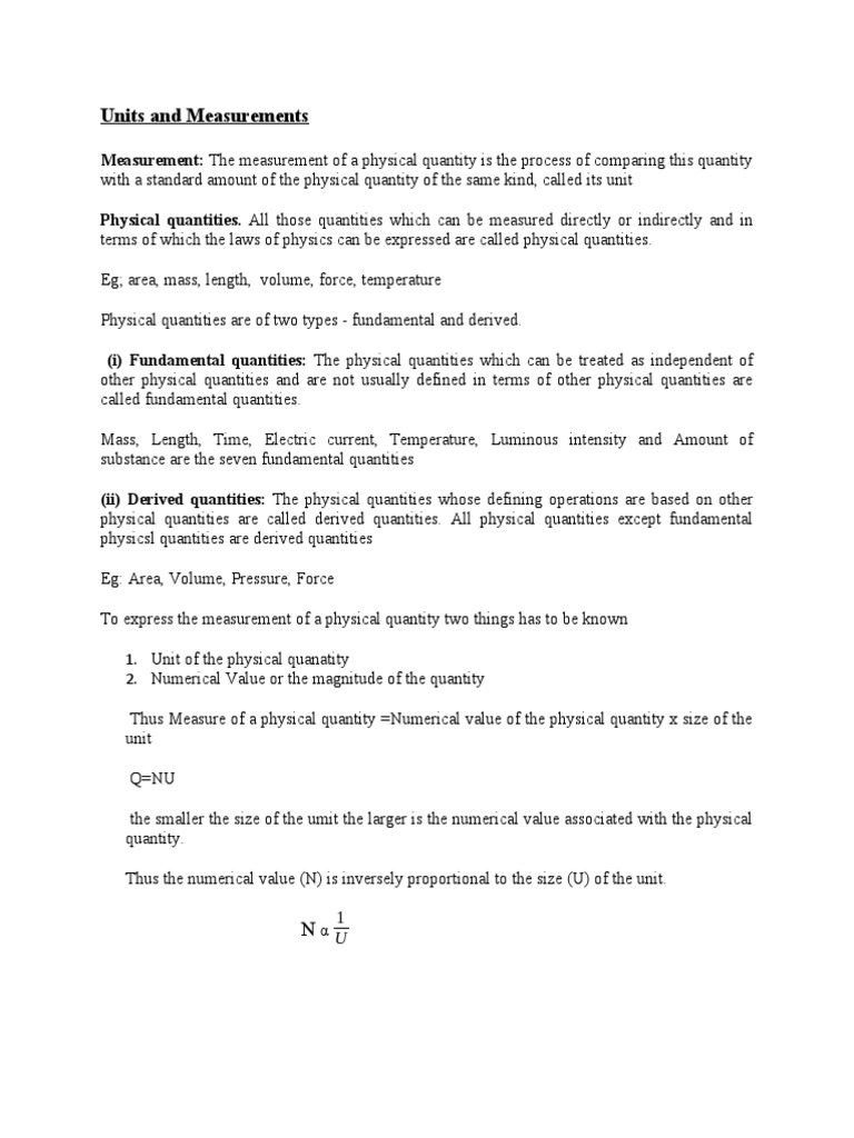 Chapter 2 Units and Measurements | PDF | International System Of Units | Mole (Unit)