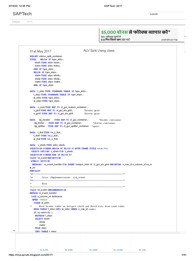 Configuring A Split Alv With Header And Footer Grids Using Classes In Abap Pdf Database