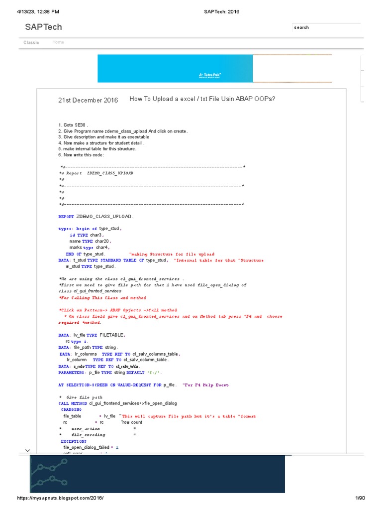 SAPTech - 2016 PDF | PDF | Table (Database) | Databases