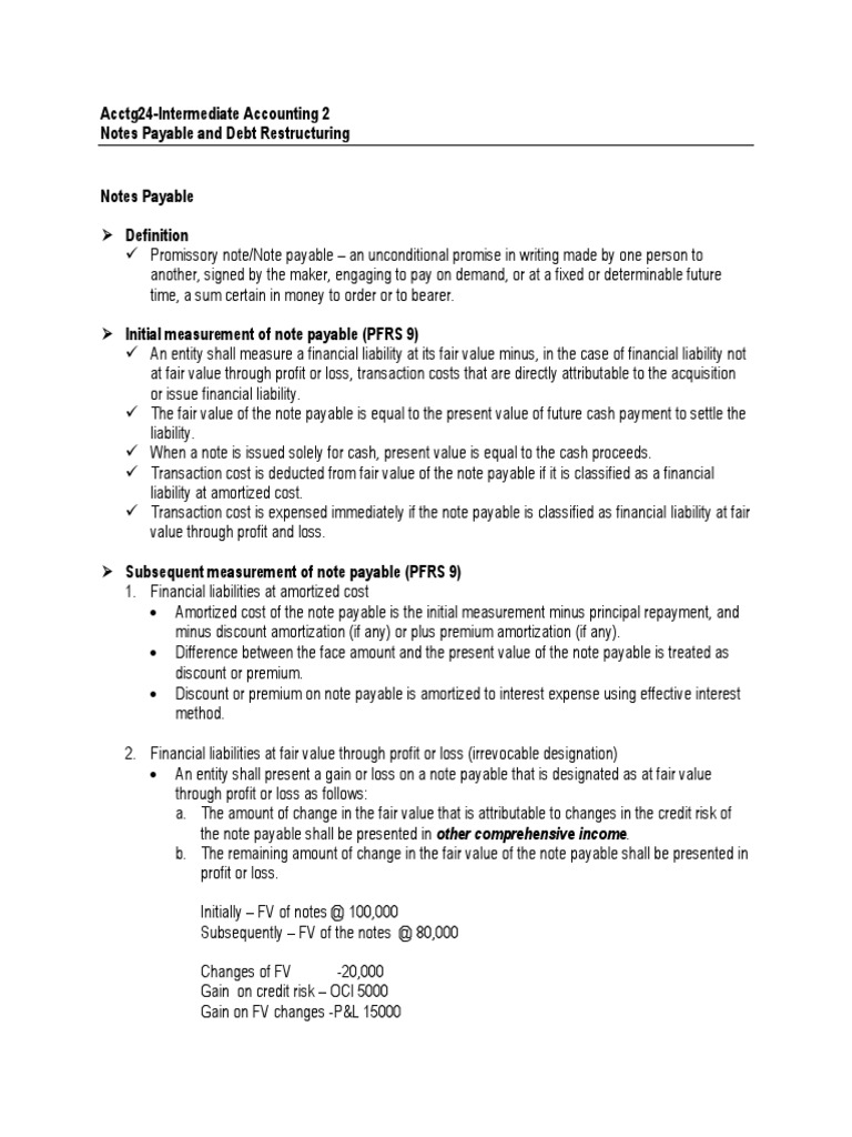Notes Payable and Debt Restructuring | PDF | Promissory Note | Equity ...