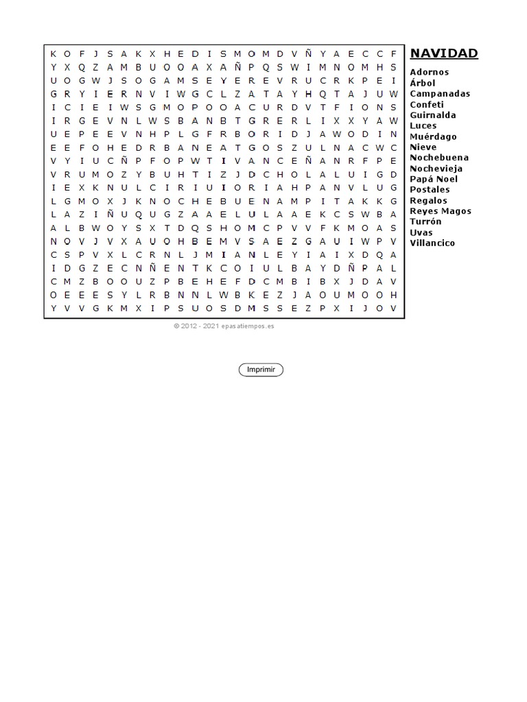 Imprimir Sopa de Letras PDF | PDF
