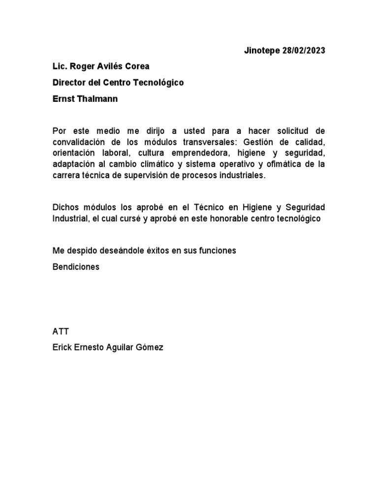 Solicitud Erick | PDF