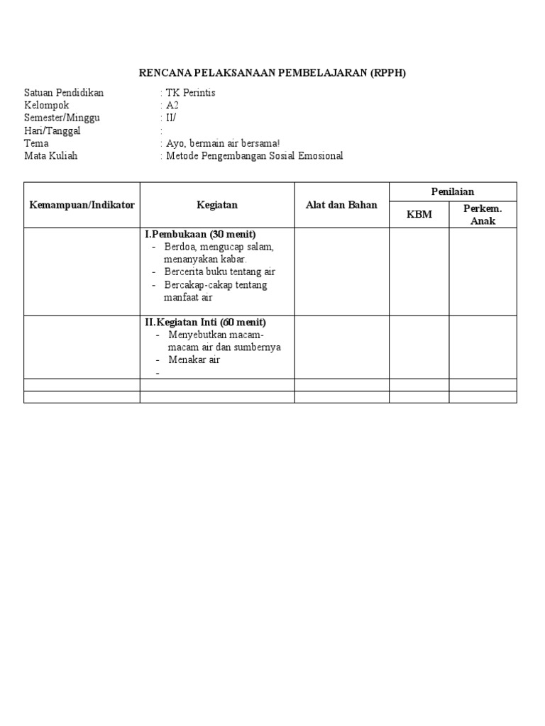 RPPH Sosem Dosen Bu Tri | PDF