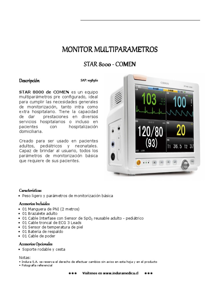 135 Comen - Star 8000 - Monitor Multiparametros | PDF | Presión sanguínea | Metrología