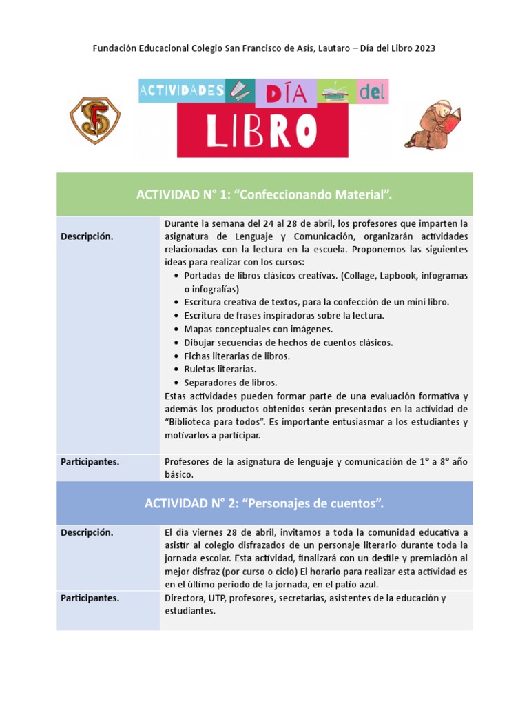 Actividad Día Del Libro. | PDF