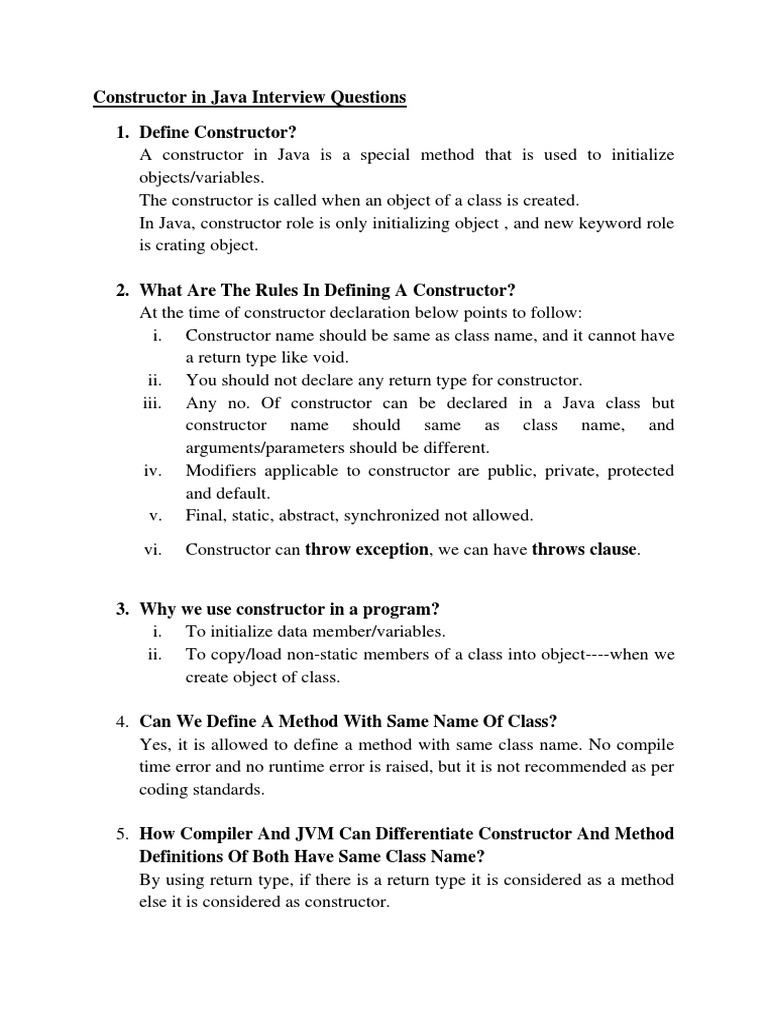 Constructor Questions Answer Pdf Programming Constructor Object Oriented Programming 7809