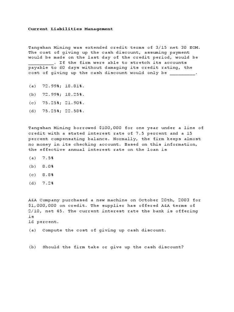 MAS 3 - ACTIVITY-Current-Liabilities-Management | PDF | Interest | Finance & Money Management