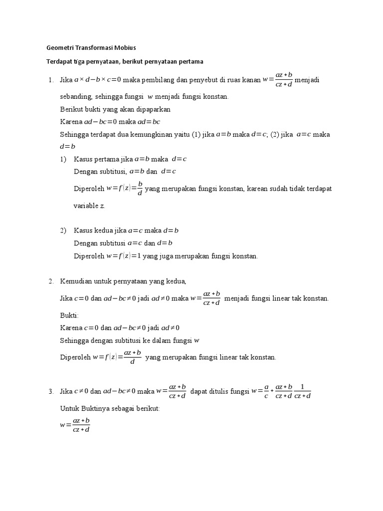 Geometri Transformasi Mobius | PDF