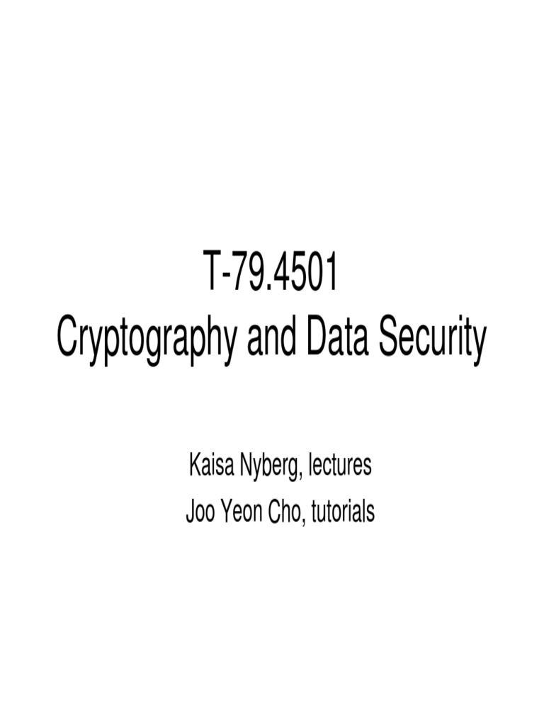 Cryptography and Data Security - Lecture - 1 PDF | PDF | Cryptography | Encryption