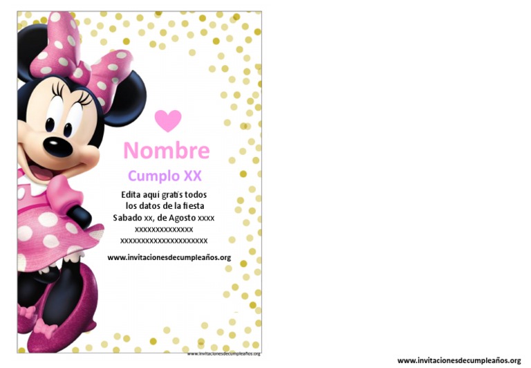 Invitacion de Minnie Mouse Gratis Powerpoint 13 | PDF