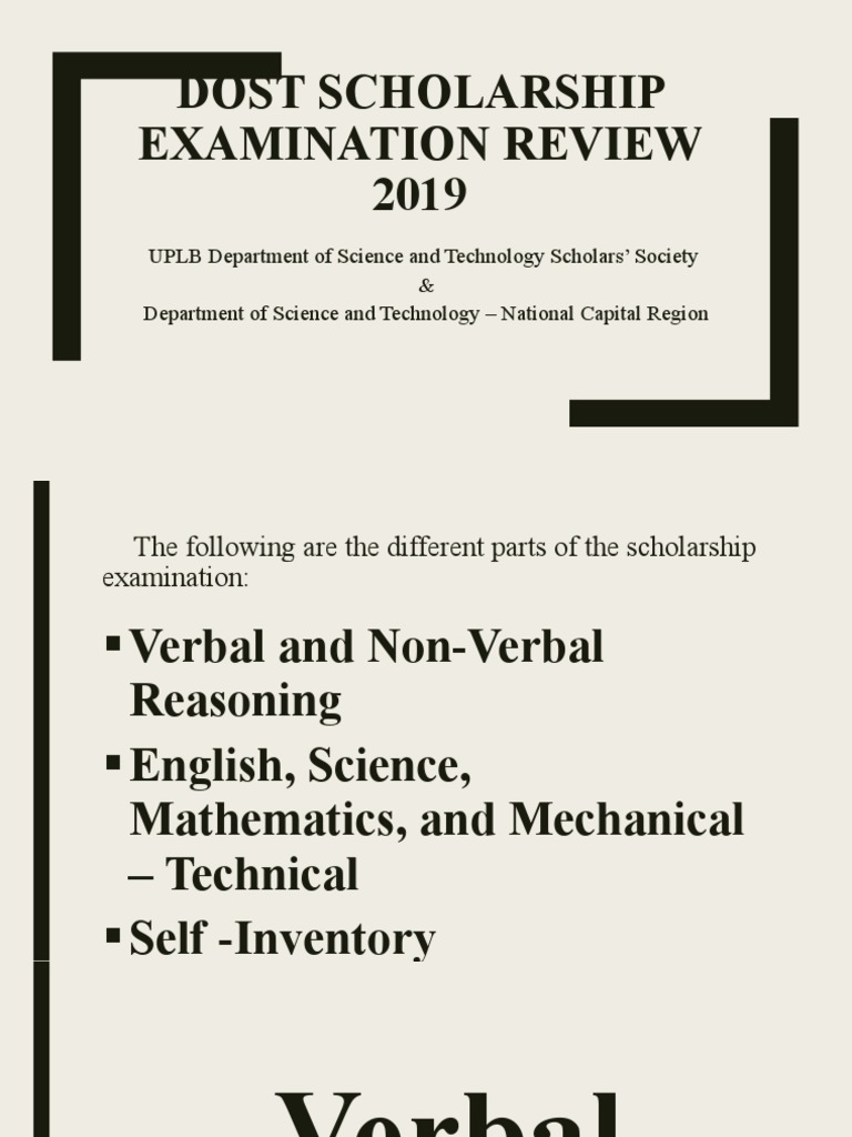 Review of the 2019 UPLB Department of Science and Technology Scholars ...