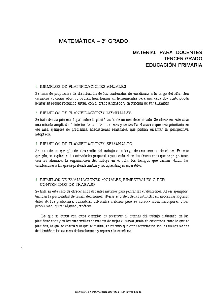 Planificación Matemática 3er Grado | PDF | Crecimiento personal y ...