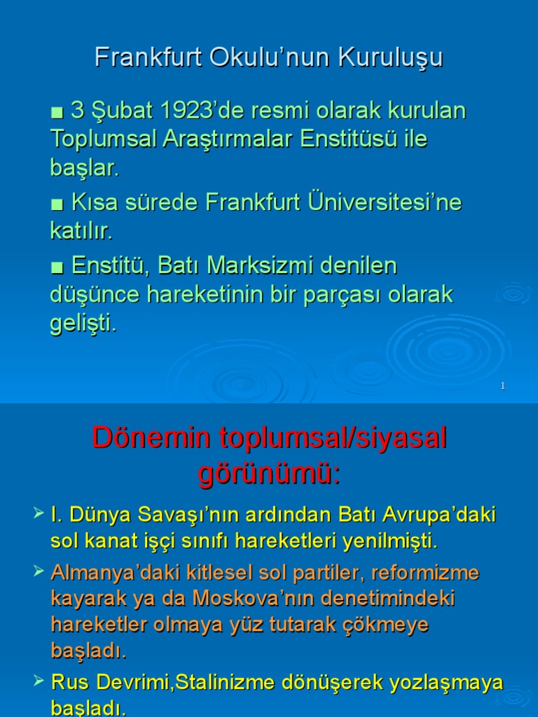 Frankfurt Okulunun Kuruluşu | PDF