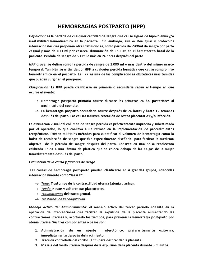Hemorragias Postparto | PDF | Parto | Periodo posparto