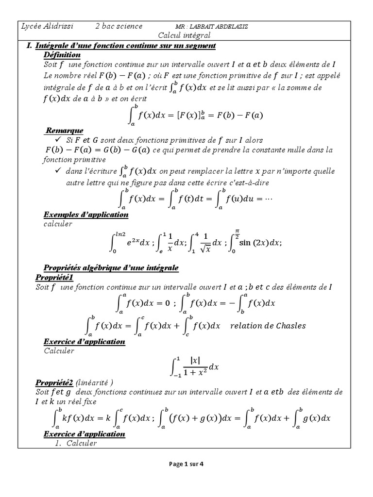 Calcul Intégral et Applications | PDF | Intégral | Le volume