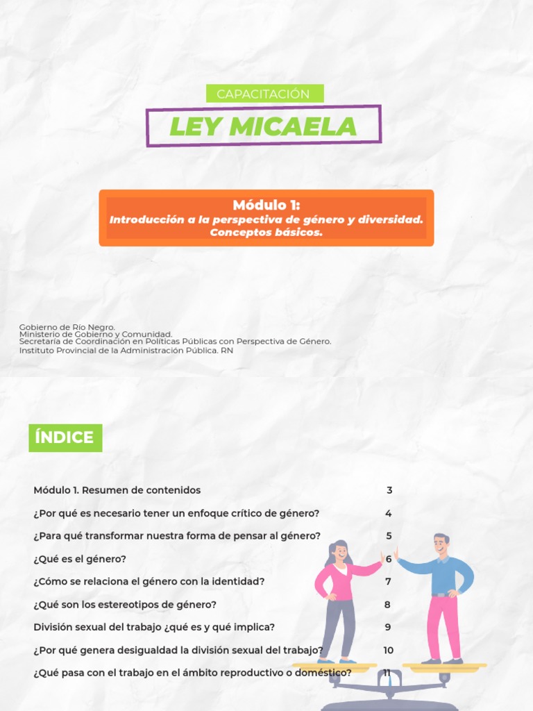 LEY MICAELA Modulo 1 Vfinal | PDF | Género | Estudios de género