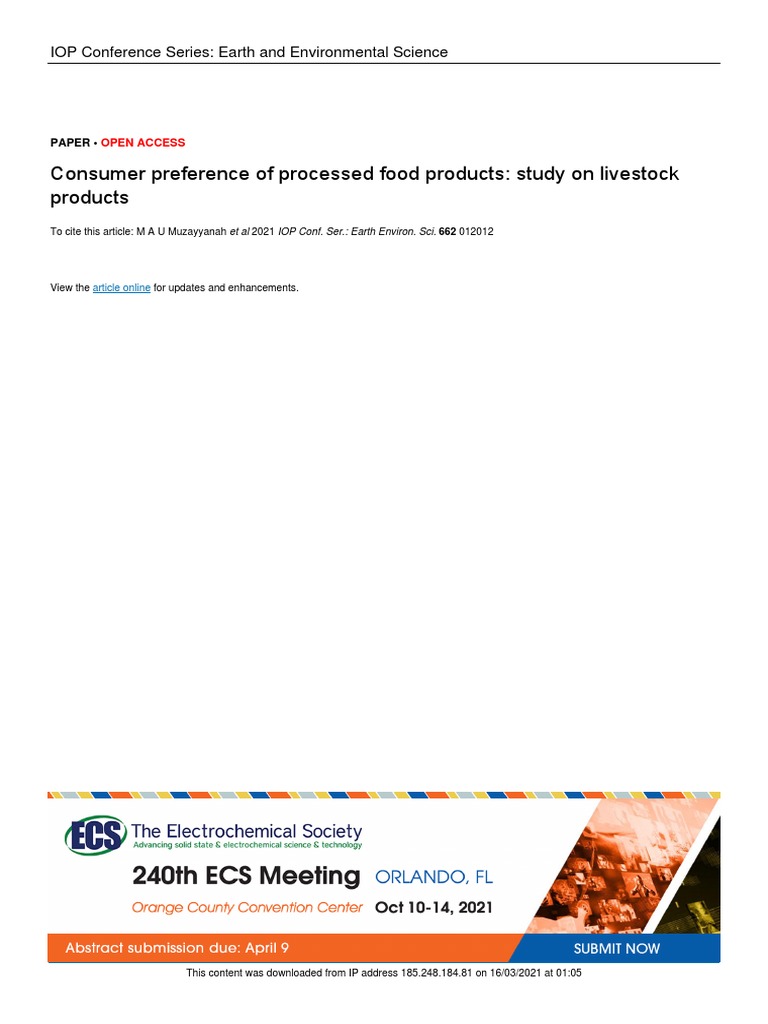 Consumer Preference of Processed Food Products Stu | PDF | Meat | Milk