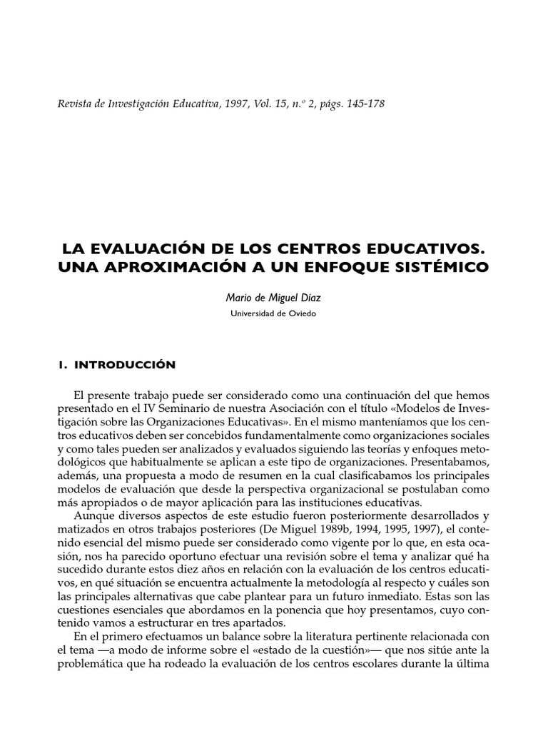 La Evaluación en Los Centros Educativos PDF | PDF | Evaluación | Paradigma