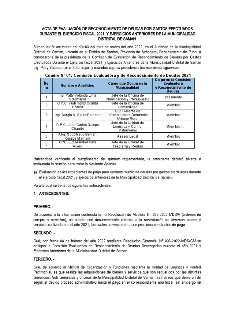 ACTA N° 001 | PDF | Business