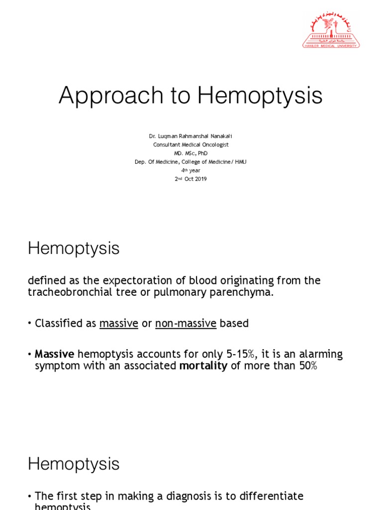 Understanding Hemoptysis Causes | PDF | Lung Cancer | Cancer