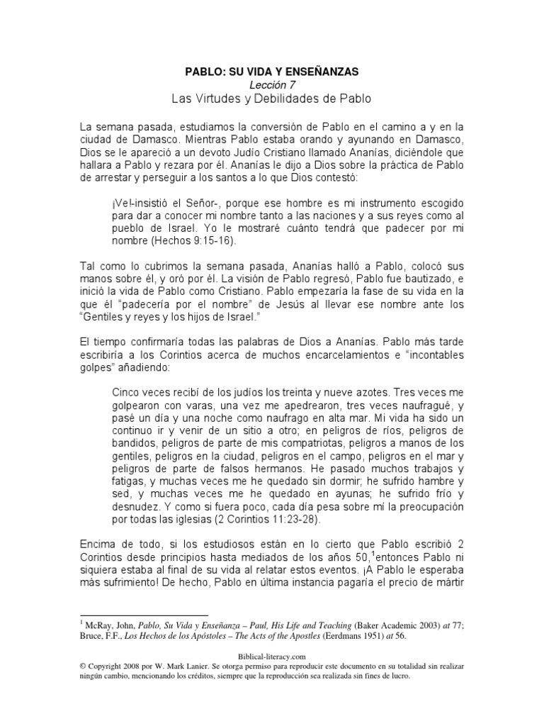 Pablo Su Vida y Ensenanzas Leccion 7 Pablo Sus Fortalezas y Debilidades ...