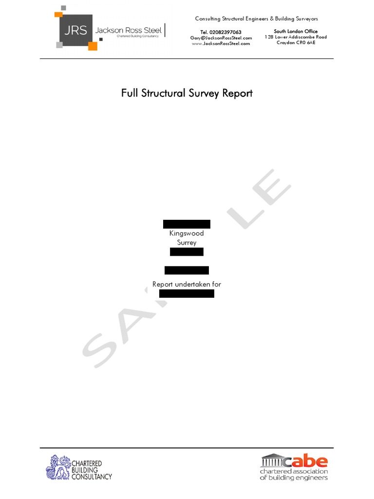 SAMPLE Building Survey Report PDF | Download Free PDF | Roof | Wall