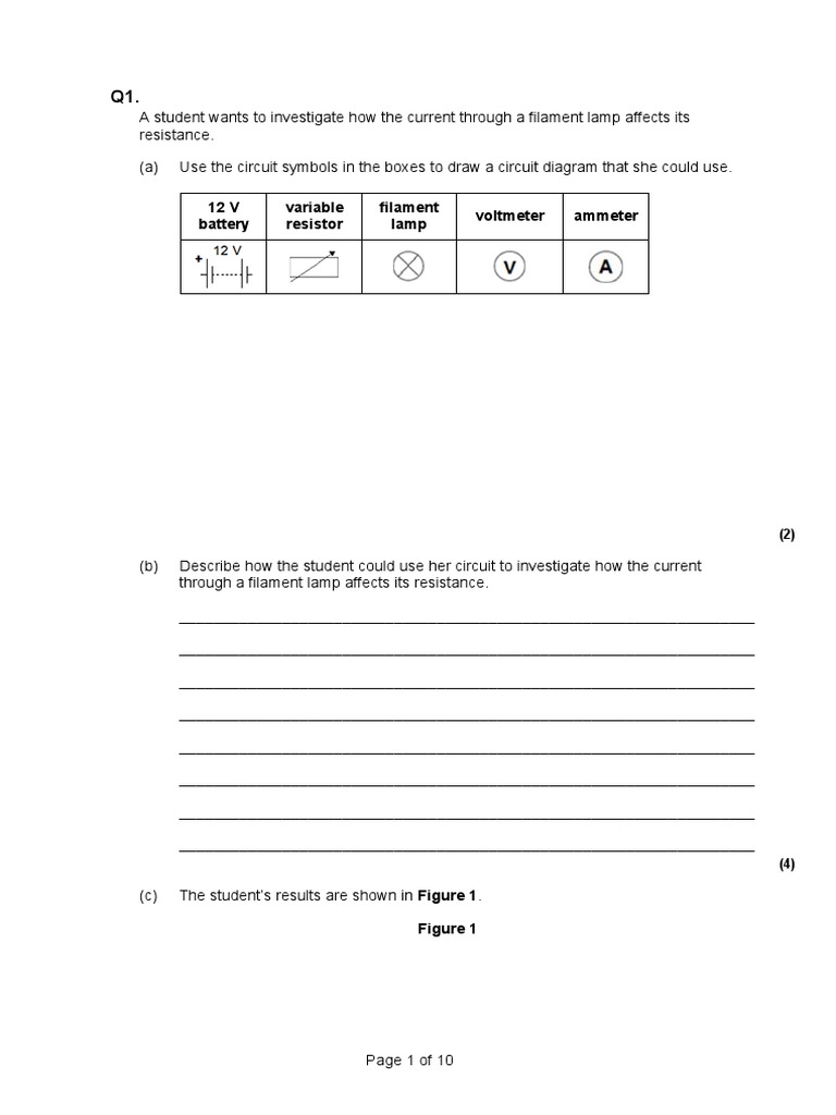 Component Characteristics Questions - Physics GCSE | Download Free PDF ...