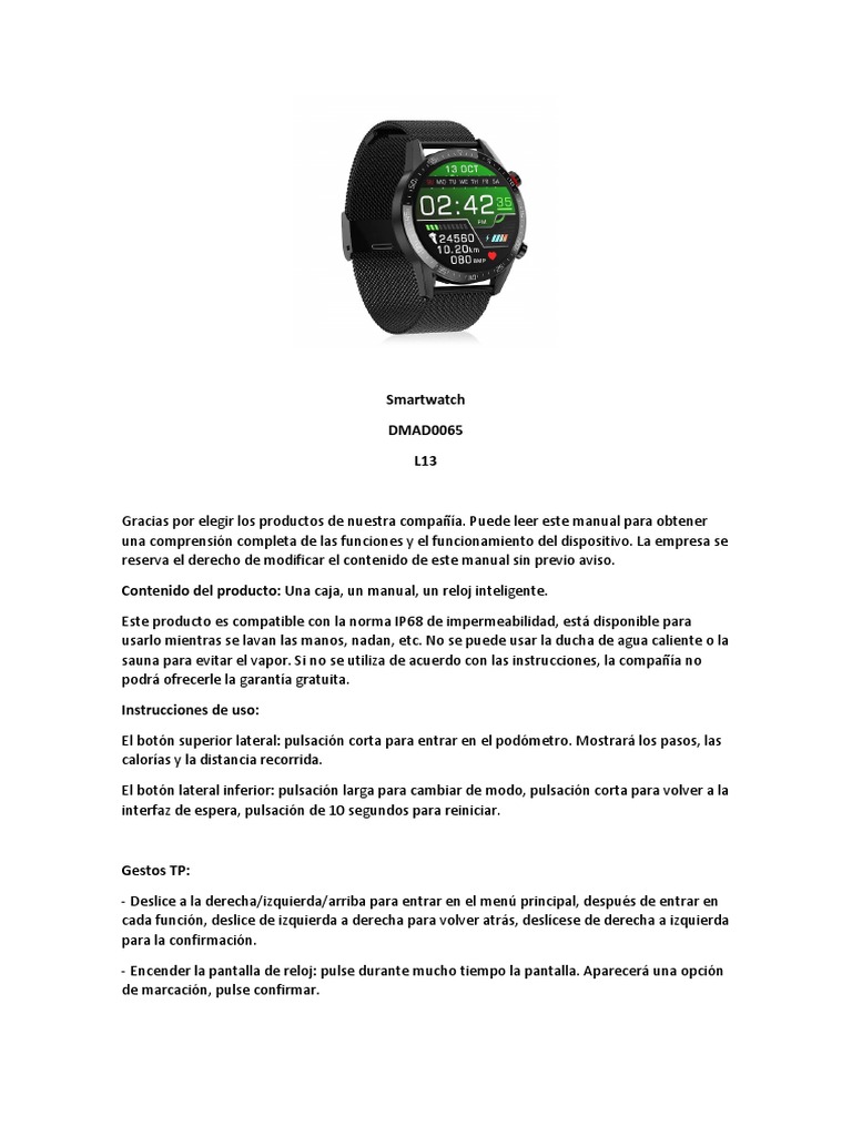 L13 Smartwatch User Manual | PDF | Home & Garden