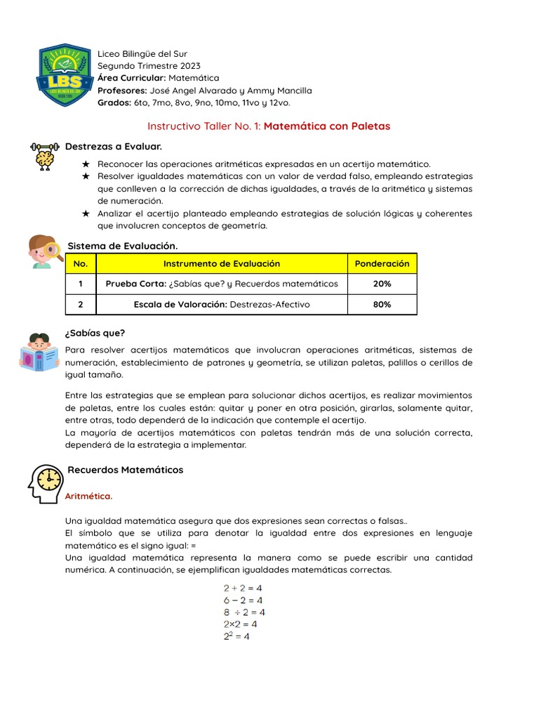 Instructivo Taller No.1. | PDF | Matemáticas | Science